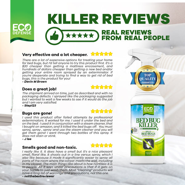 Eco Defense Bed Bug Spray - USDA Biobased - Bed Bug Killer & Dust Mite ...